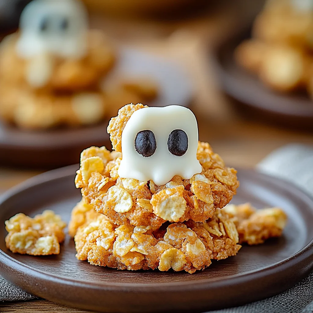 No-Bake Ghost Cookies: Easy Halloween Cornflake & Peanut Butter