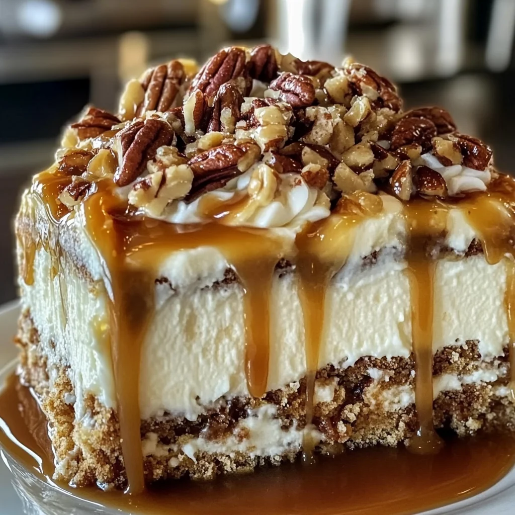 Easy Caramel Butter Pecan Praline Poke Cake