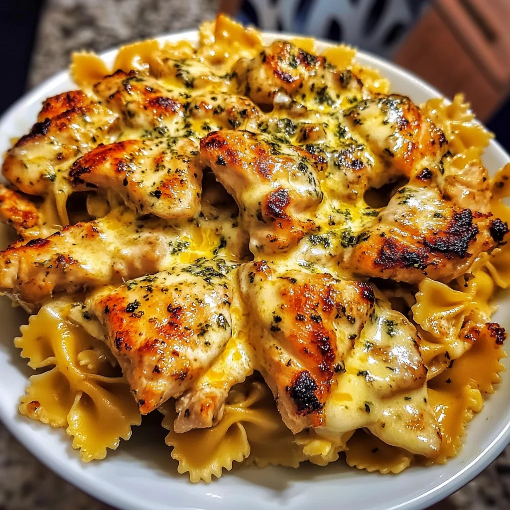Creamy Garlic Butter Chicken Bowties with Cheesy Mozzarella: Easy Recipe