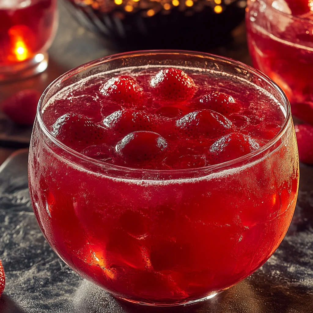 Easy Halloween Vampire's Kiss Strawberry Punch Recipe